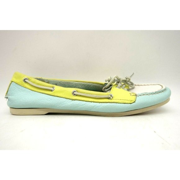 Sperry | Shoes | Sperry Top Sider Logo Mint Yellow Moc Toe Slip On Deck ...